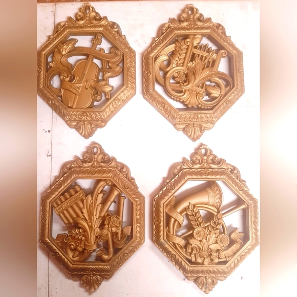 Syroco | Wall Decor | Vintage Syroco 4pc Set Of Musical Instrument Wall ...